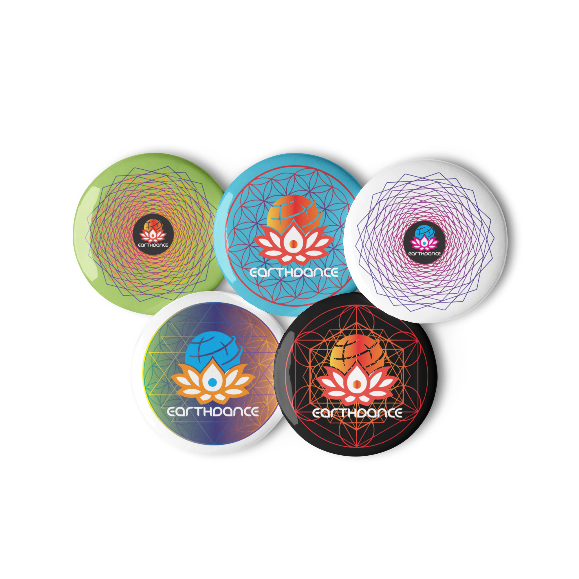 Set of Mandala Pin Buttons - Earthdance Market